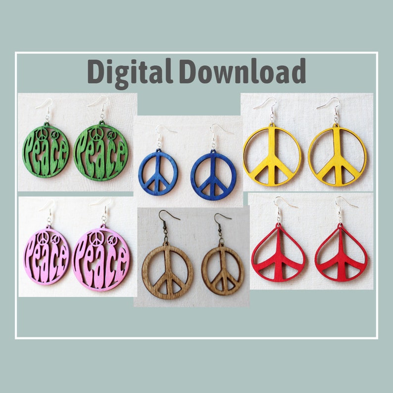 Peace Sign Earring, Svg, 70's Earrings, Hippy Jewelry, Unique 60s ...