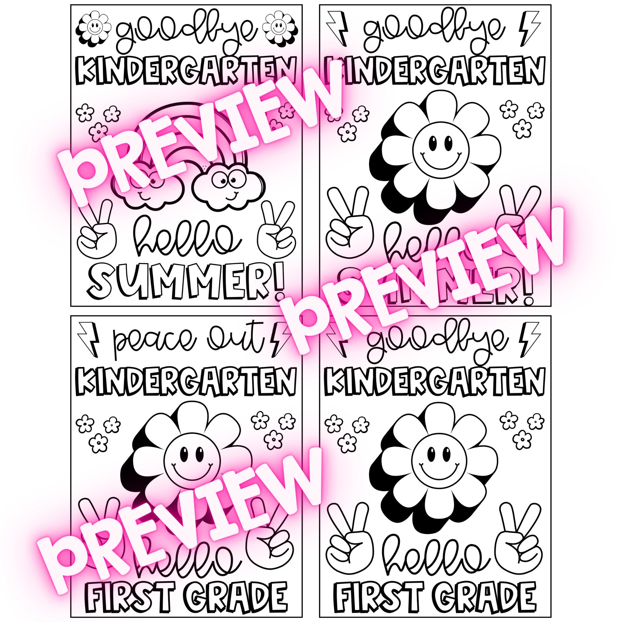 Goodbye Kindergarten Coloring Pages-end of Year-peace Out Kinder Hello ...