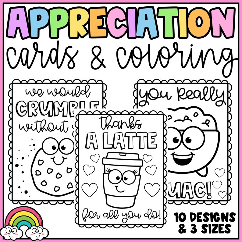 Appreciation Thank You Cards and Coloring Teacher, Principal, School ...