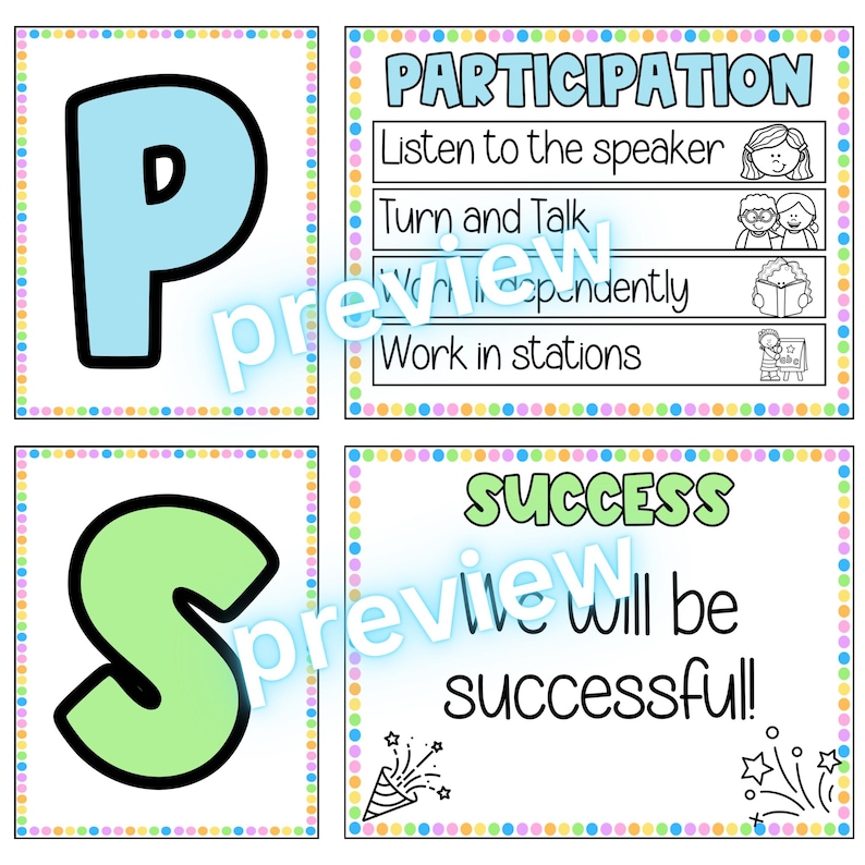 CHAMPS Posters -rainbow Pastel -classroom Management Back to School ...