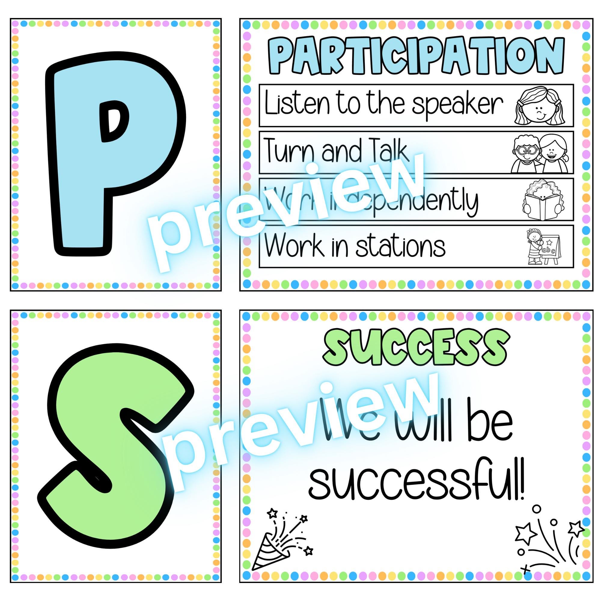 CHAMPS Posters -rainbow Pastel -classroom Management Back to School ...