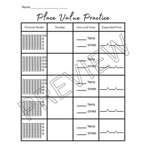 Place Value Cards, Puzzles, and Worksheets for Numbers up to 120 - Etsy