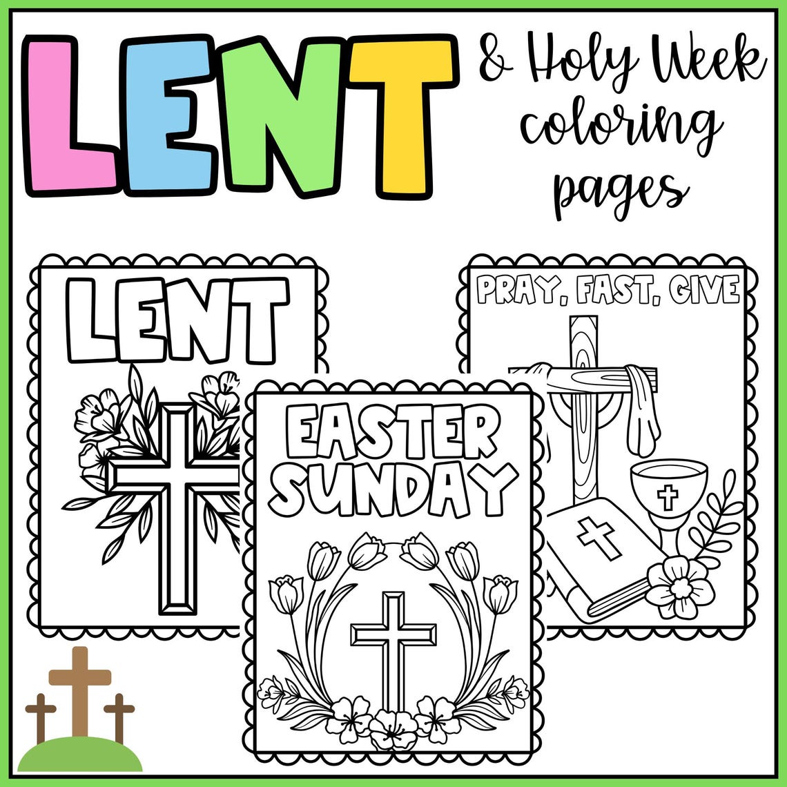 Lent Coloring Pages - Lent, Palm Sunday, Holy Thursday, Good Friday ...
