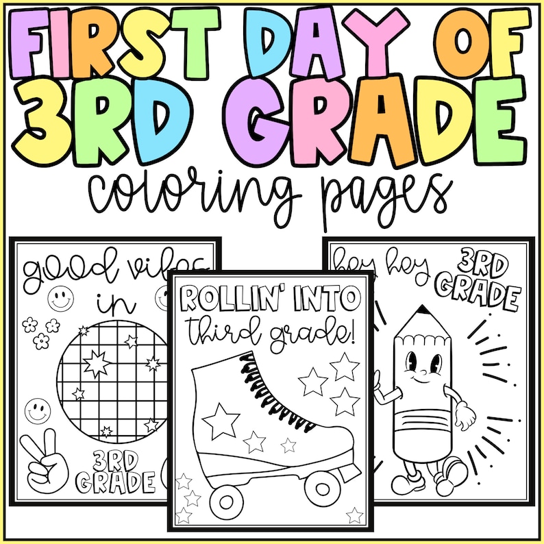 Hello Third Grade Coloring Pages - First Day of 3rd Grade Activity ...