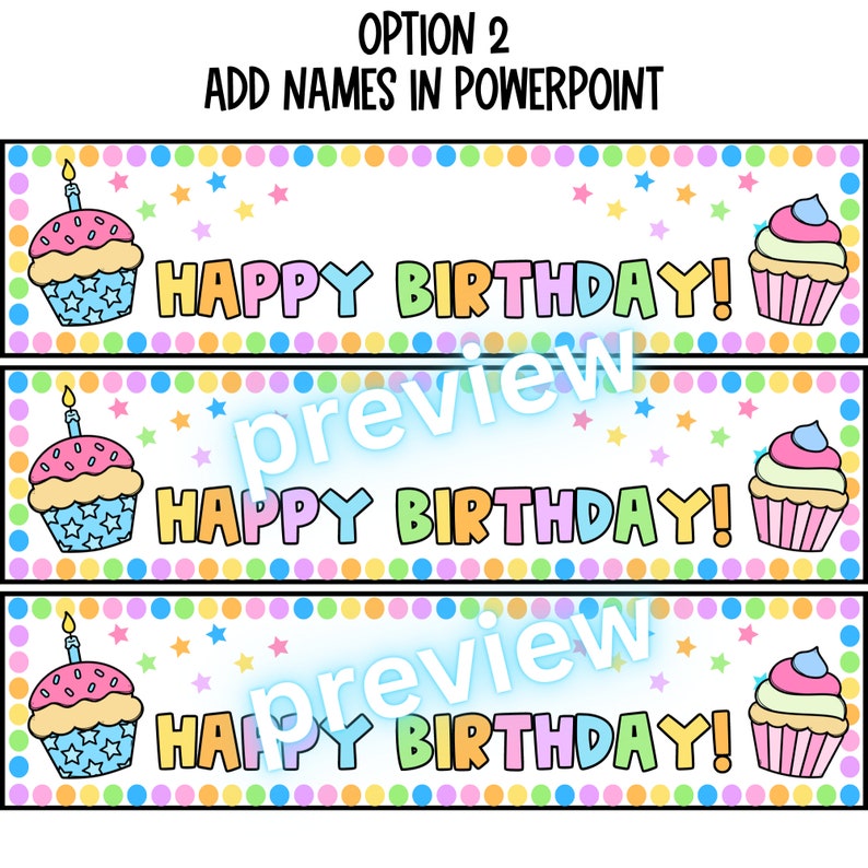 Happy Birthday Bookmarks - Cupcakes - Editable Names - Birthday Gift ...