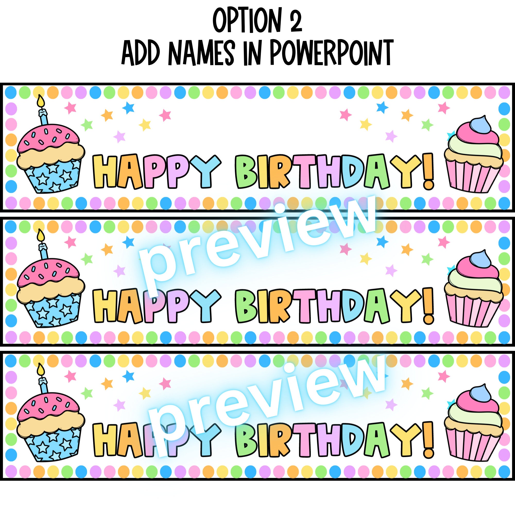 Happy Birthday Bookmarks - Cupcakes - Editable Names - Birthday Gift ...