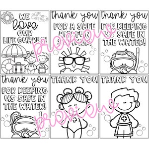 Life Guard- Appreciation Coloring Cards-community Helpers Thank You - Etsy