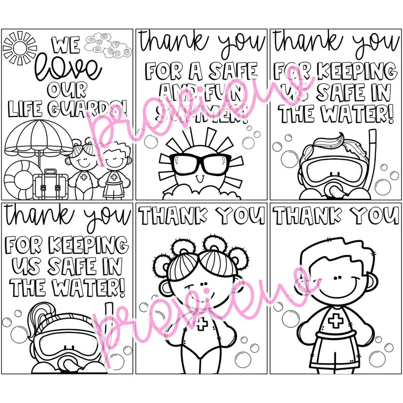 Life Guard- Appreciation Coloring Cards-community Helpers Thank You - Etsy