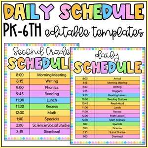 Daily Schedule Rainbow Colorful Editable Template- Powerpoint ...