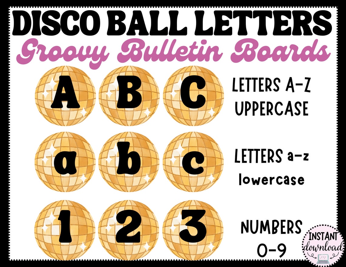 Retro Groovy Disco Ball Letters and Numbers for Bulletin Boards ...