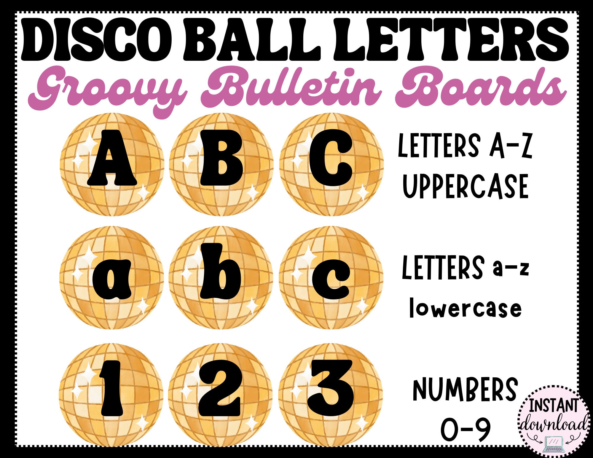 Retro Groovy Disco Ball Letters and Numbers for Bulletin Boards ...