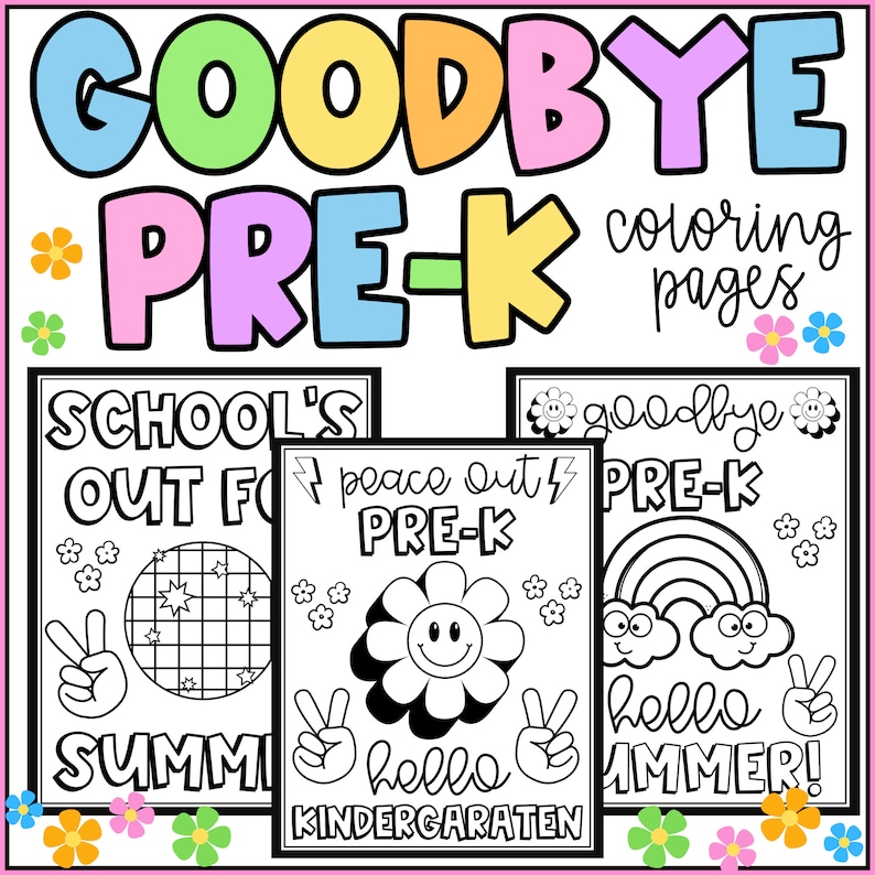 Goodbye Prek Pre-kindergarten Coloring Pages-end of Year-peace Out Pre ...