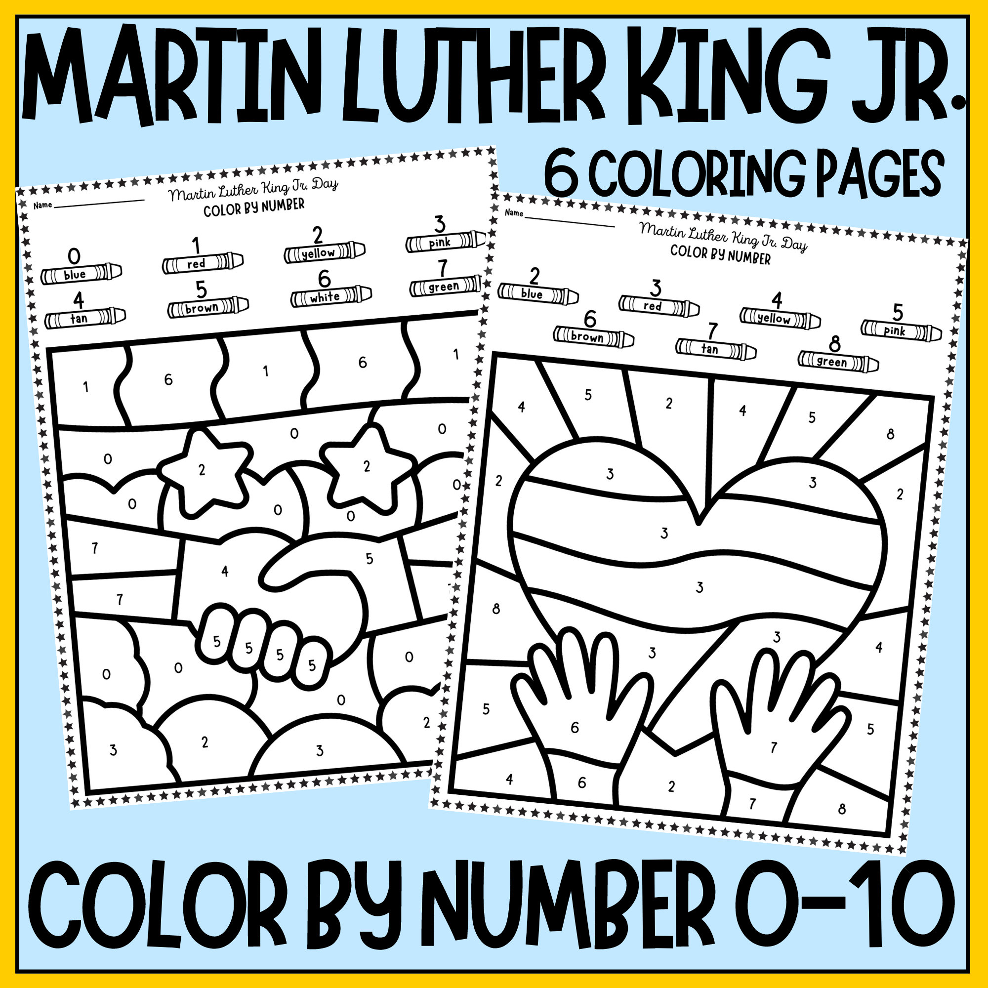 MLK DAY Color by Number- Martin Luther King Jr. Day Activity - 6 ...