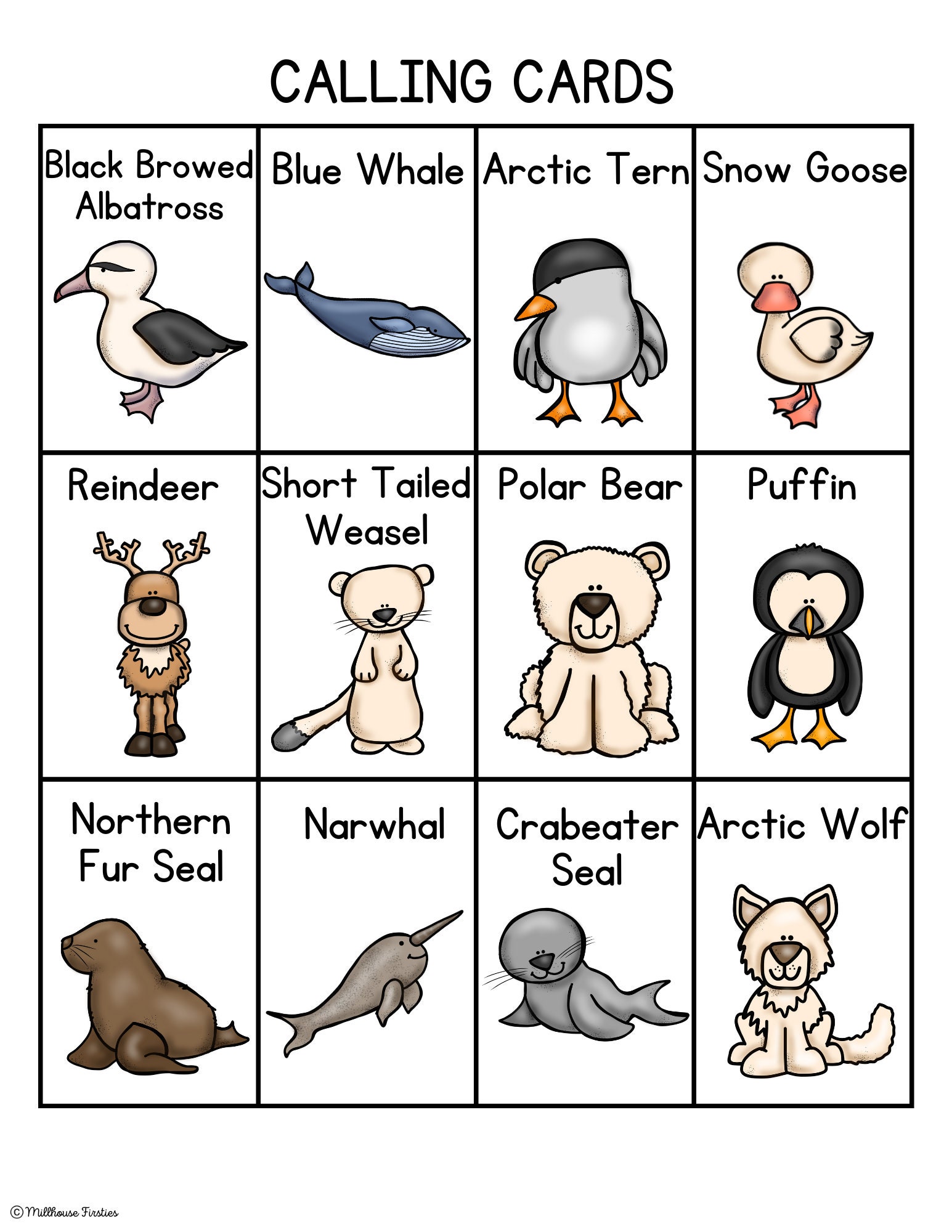 Arctic and Antarctic Animals Winter BINGO Game - 25 Bingo Boards ...