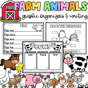 Farm Animals Graphic Organizers- Research Writing 156 Pages -chick ...