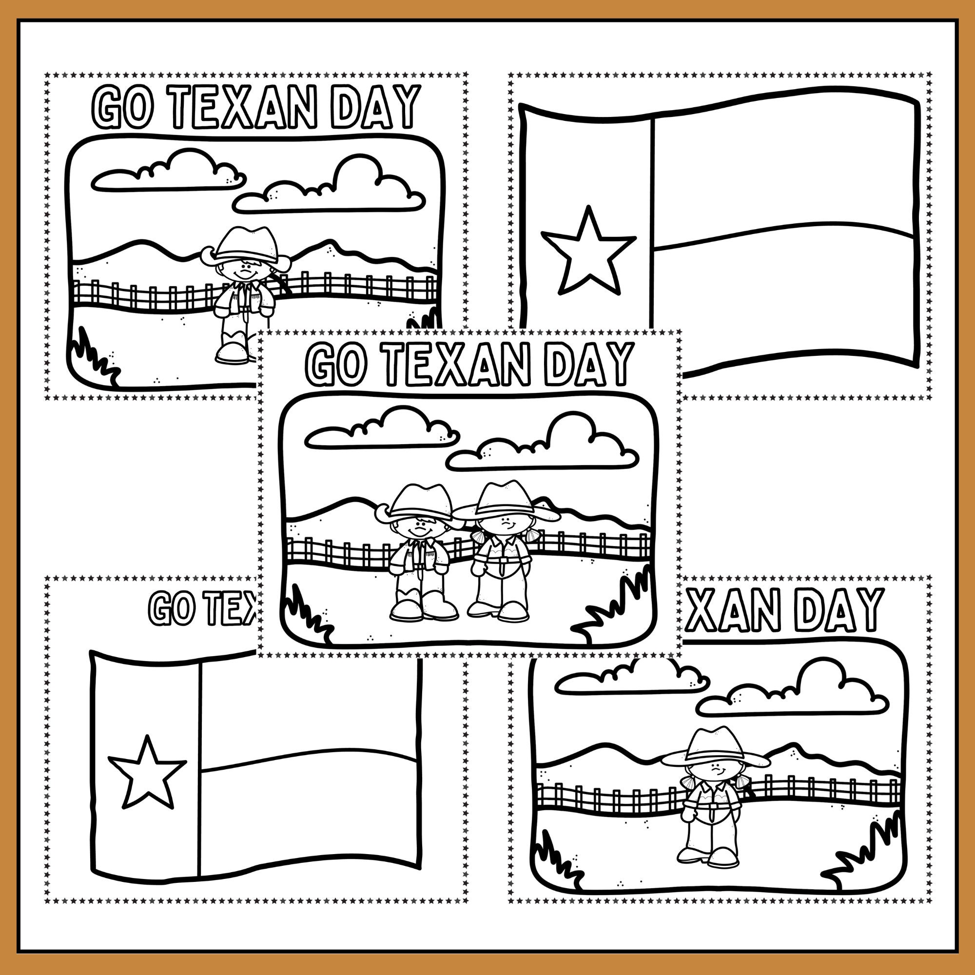 Go Texan Day Coloring Pages - 15 Texas Coloring Sheets - Cowboy and ...