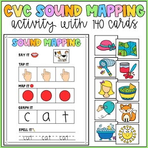 CVC Sound Mapping Activity - Phonics, Literacy Stations, Short Vowels ...