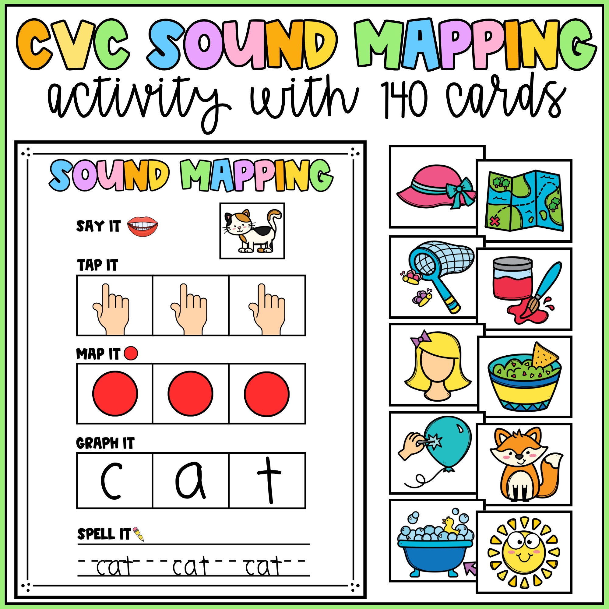 CVC Sound Mapping Activity - Phonics, Literacy Stations, Short Vowels ...