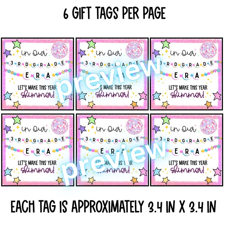 In Our 3rd Grade Era Gift Tags-friendship Bracelets -back to School ...
