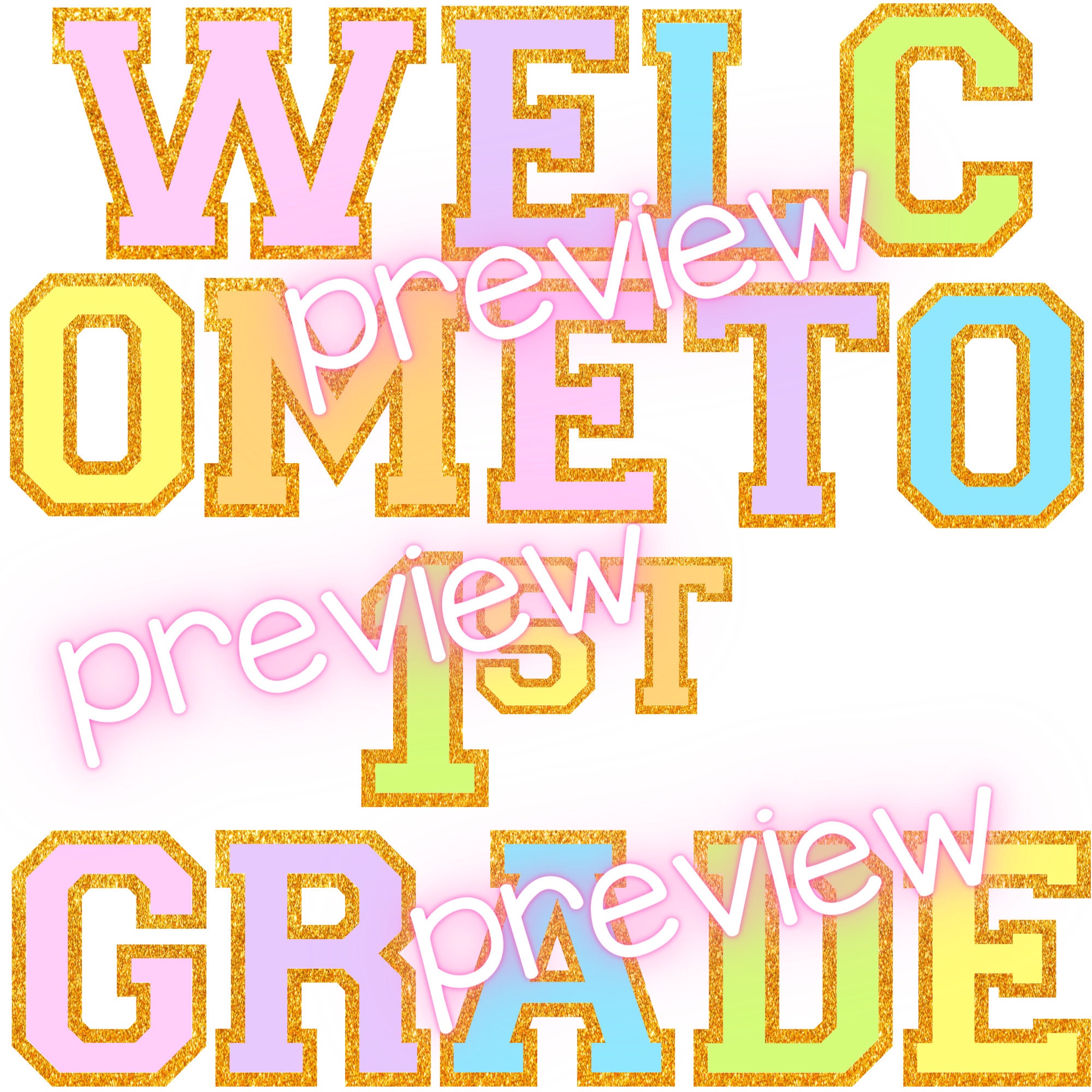 Pastel Varsity Letters Welcome to 1st Grade Bulletin Board-back to ...