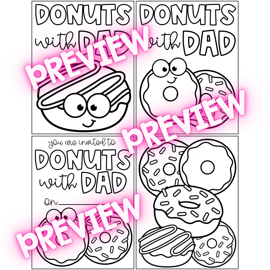 Donuts With Dad and Donuts With Grown Ups Coloring Pages and ...
