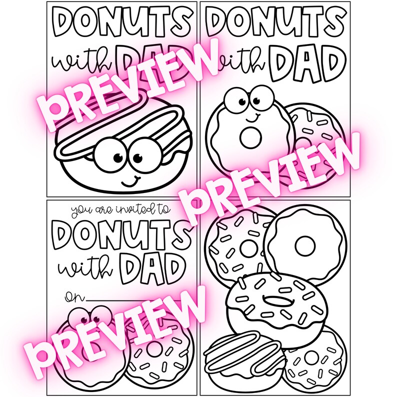 Donuts With Dad and Donuts With Grown Ups Coloring Pages and ...