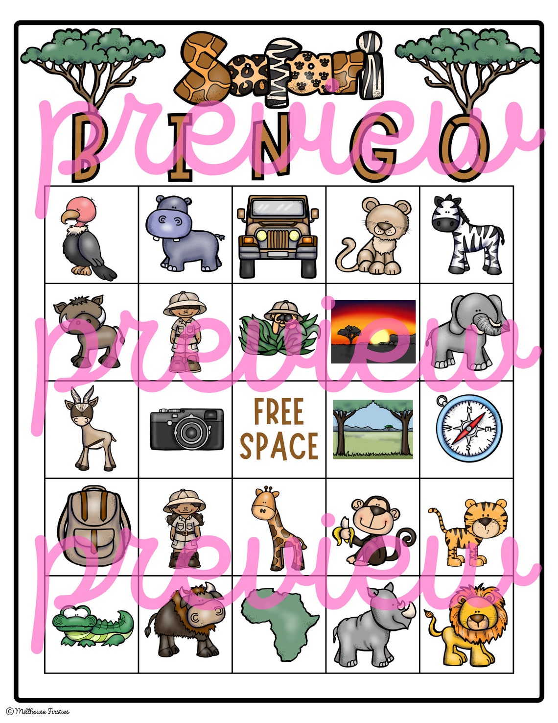 Safari BINGO Game Class or Party Game for African Safari Theme - Etsy