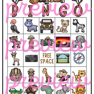 Safari BINGO Game - Class or Party Game for African Safari Theme - Etsy