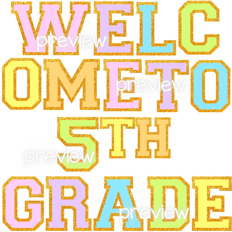 Pastel Varsity Letters Welcome to 5th Grade Bulletin Board-back to ...