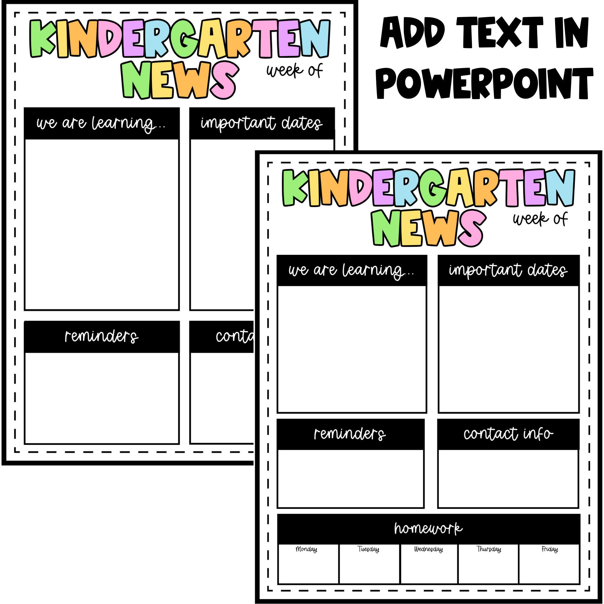 Kindergarten Weekly and Monthly Editable Newsletter Template - Colorful ...