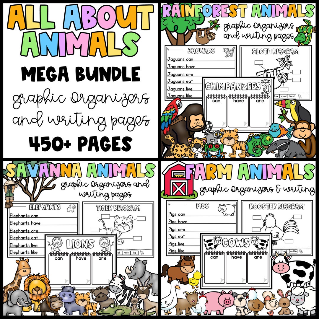 All About Animals Graphic Organizers and Writing Pages for Research ...