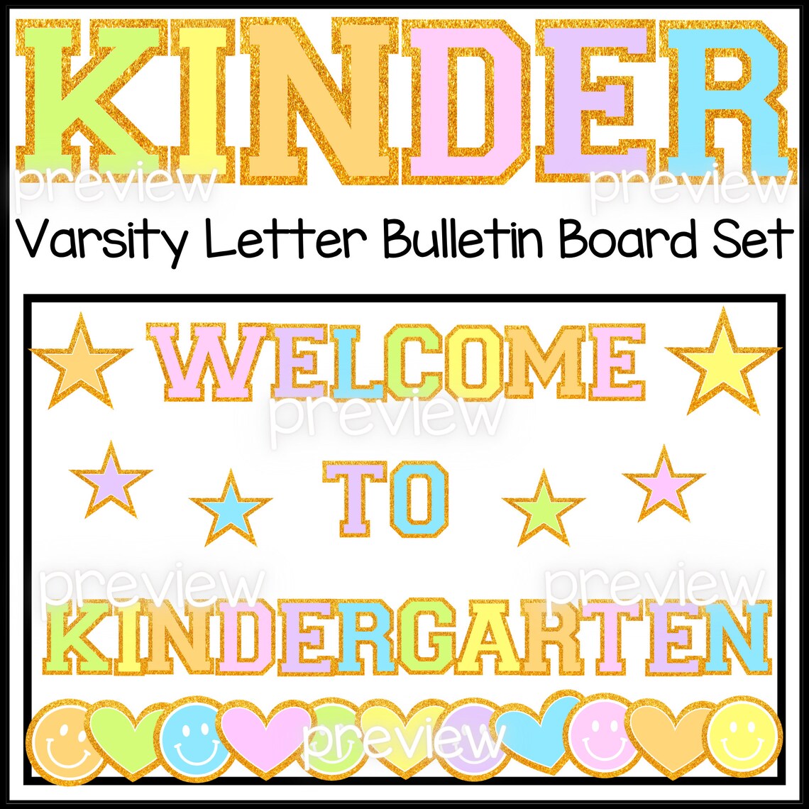 Varsity Letters Welcome to Kindergarten Bulletin Board Set - Back to ...