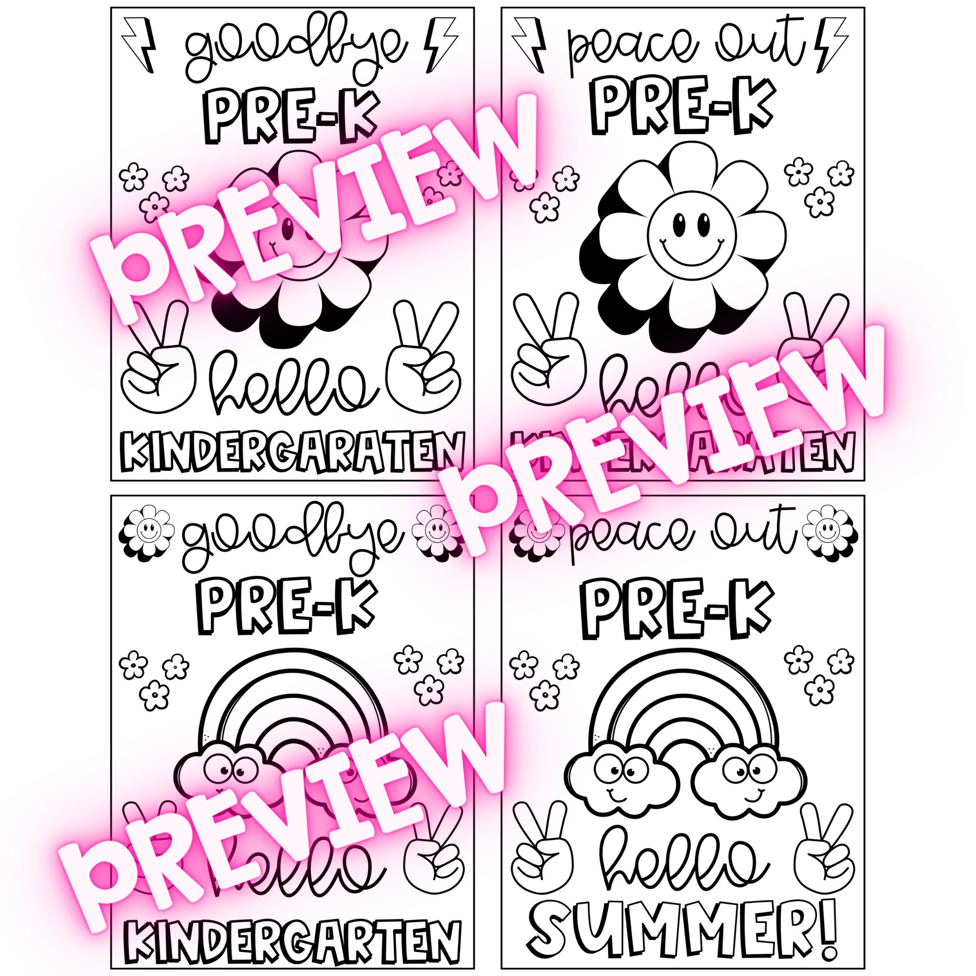 Goodbye Prek Pre-kindergarten Coloring Pages-end of Year-peace Out Pre ...