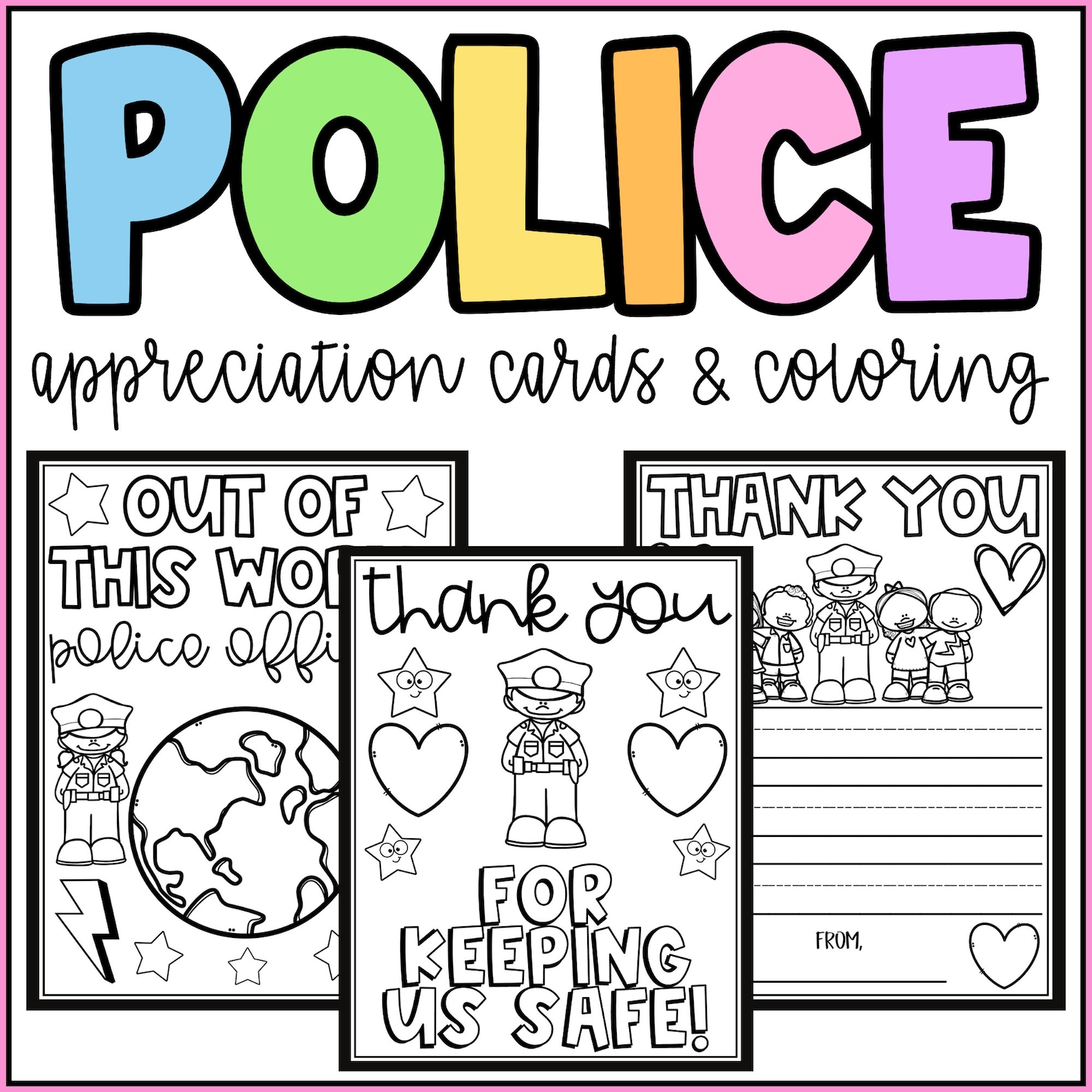 Law Enforcement Appreciation Day- Police Officer Pages Cards-community ...