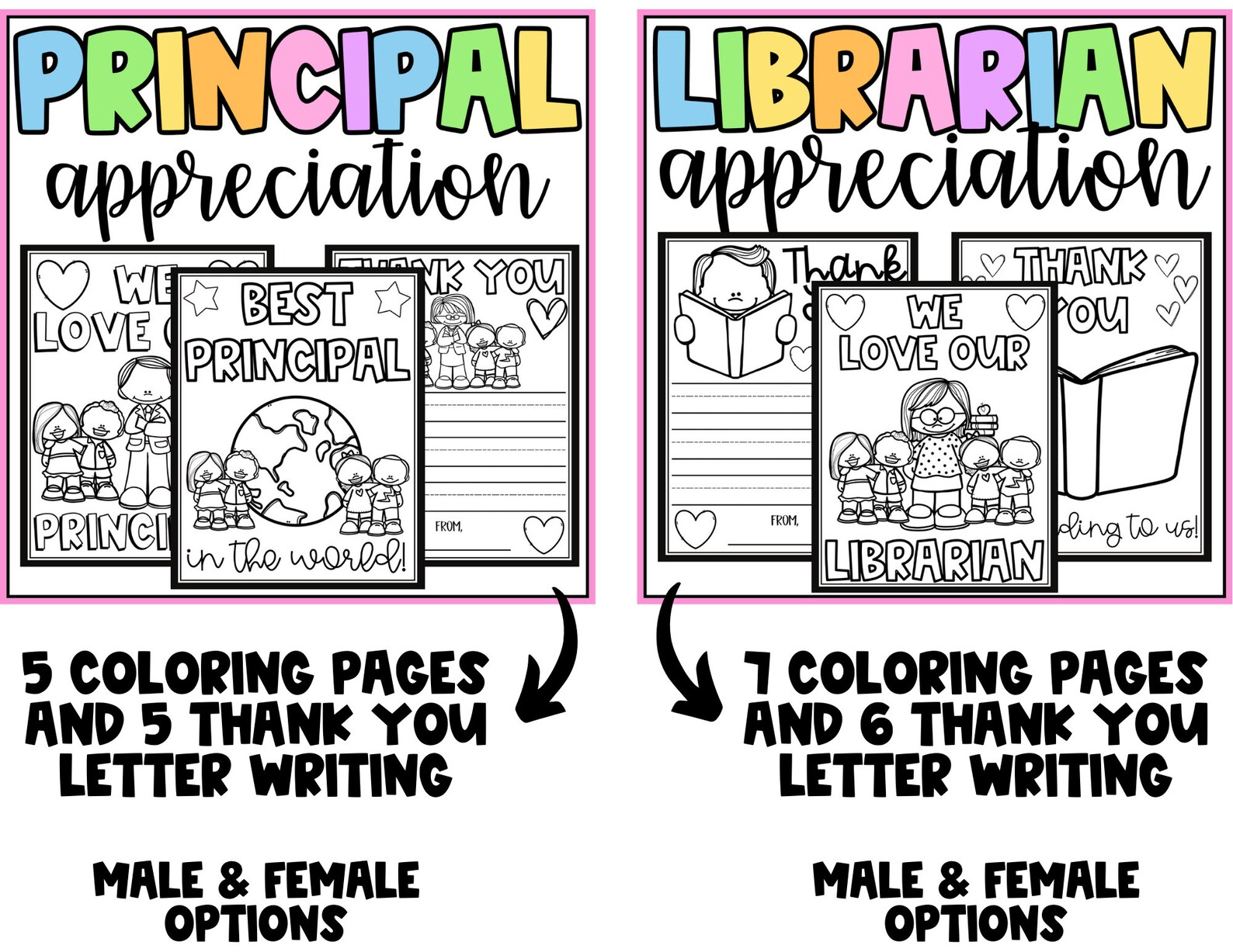 School Appreciation Day Cards & Coloring- Principal, Assistant ...