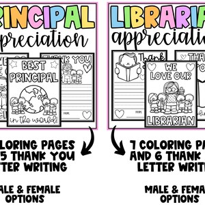 School Appreciation Day Cards & Coloring- Principal, Assistant ...