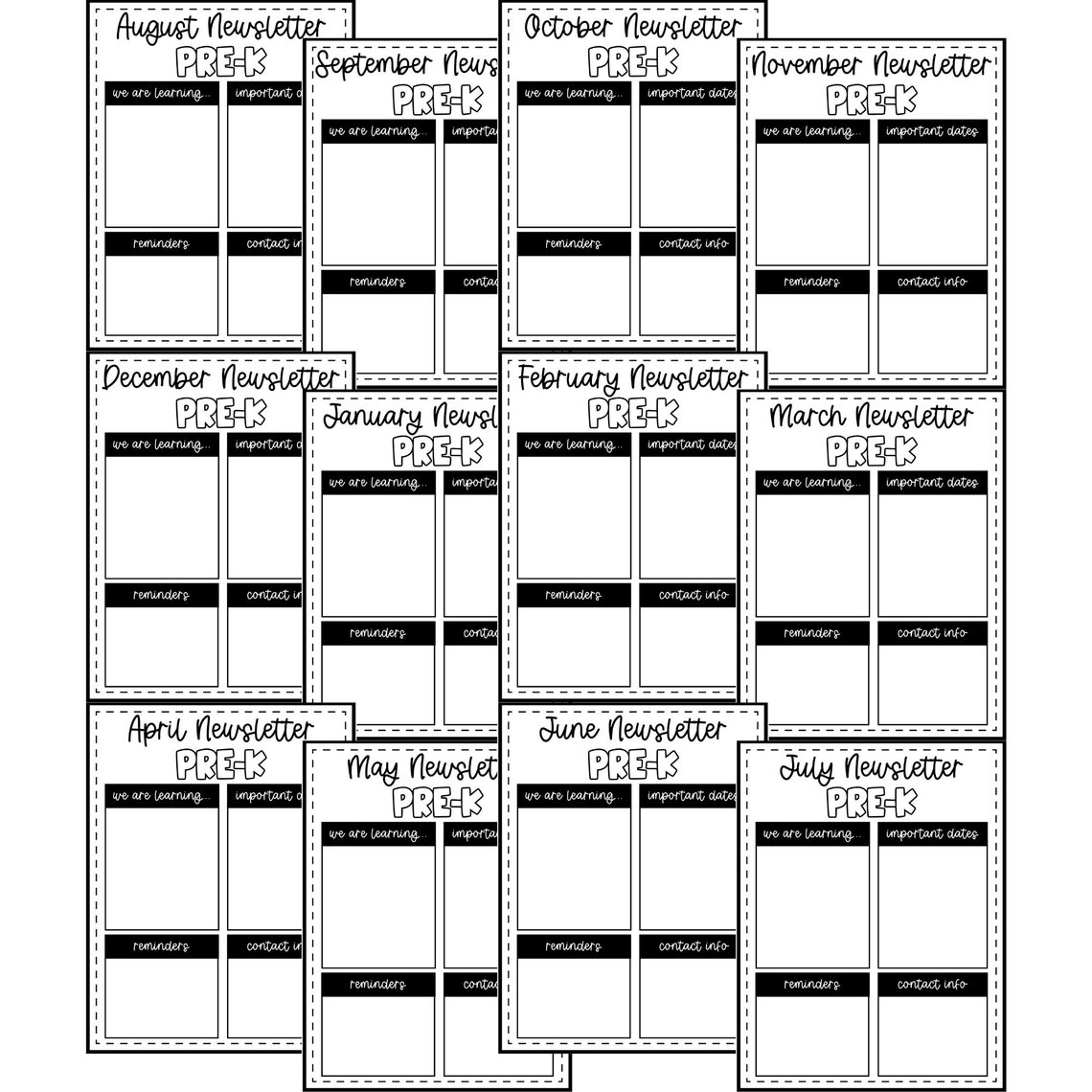 Pre-k Weekly and Monthly Editable Newsletter Template -colorful Prek ...