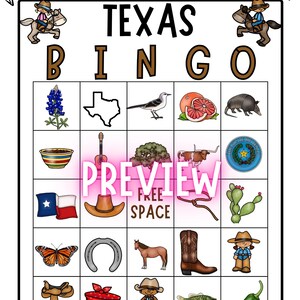 Texas BINGO Game -western, Rodeo, Cowboy, Symbols, Go Texan Day- Class ...