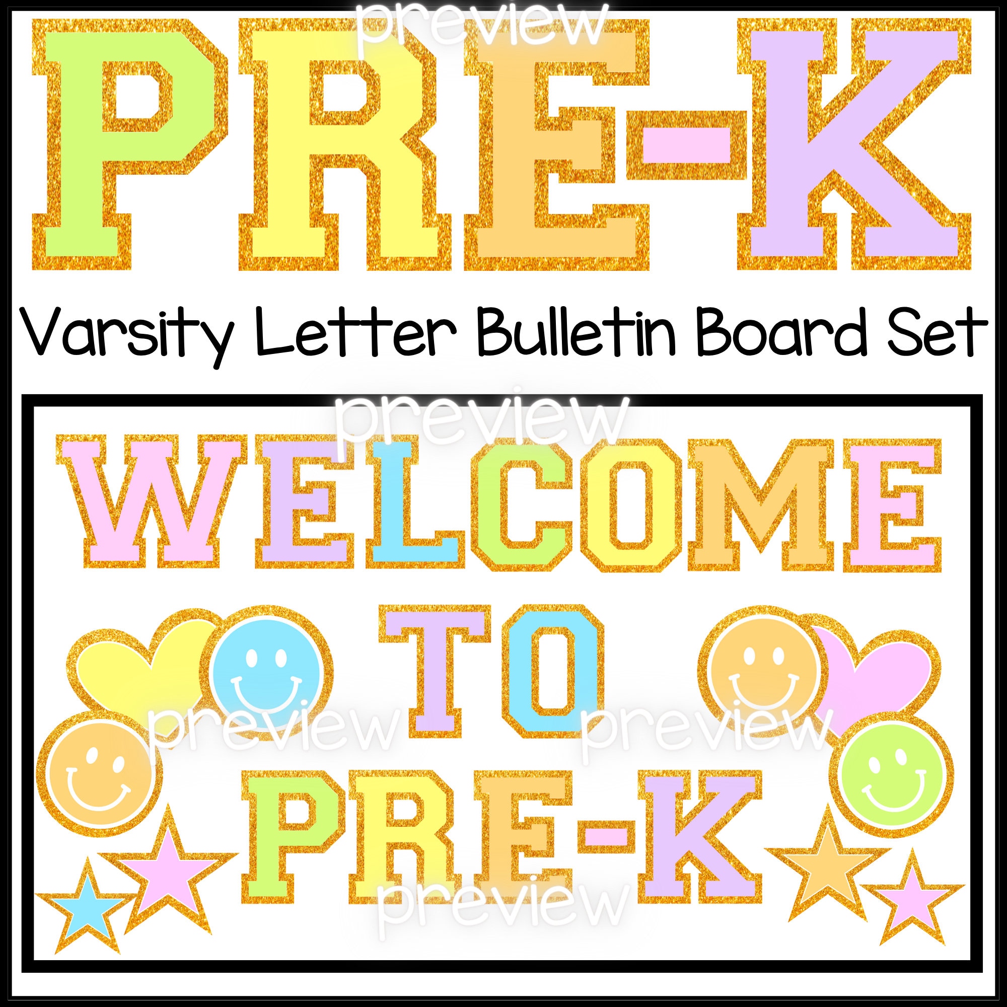 Varsity Letters Welcome to Pre-k Bulletin Board Set - Back to School - Etsy