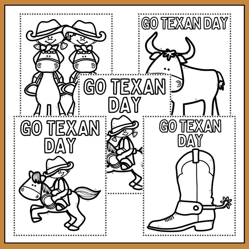 Go Texan Day Coloring Pages - 15 Texas Coloring Sheets - Cowboy and ...