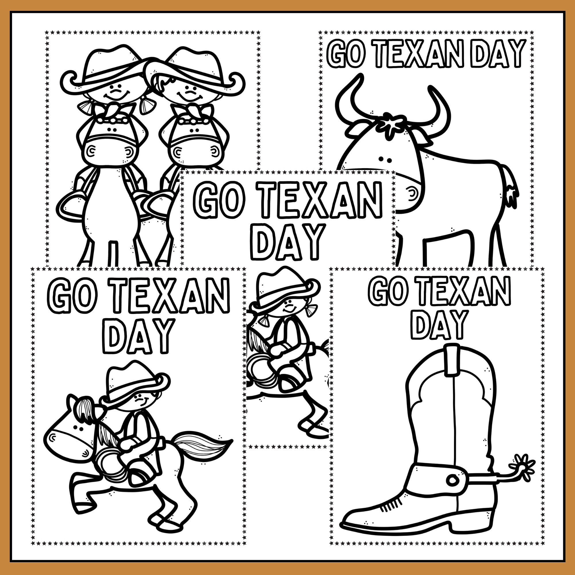 Go Texan Day Coloring Pages - 15 Texas Coloring Sheets - Cowboy and ...