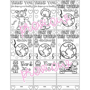 Doctor Appreciation Coloring Pages and Cards-community Helpers Thank ...