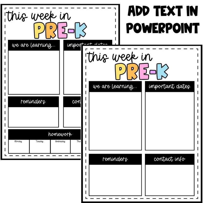 Pre-k Weekly and Monthly Editable Newsletter Template -colorful Prek ...