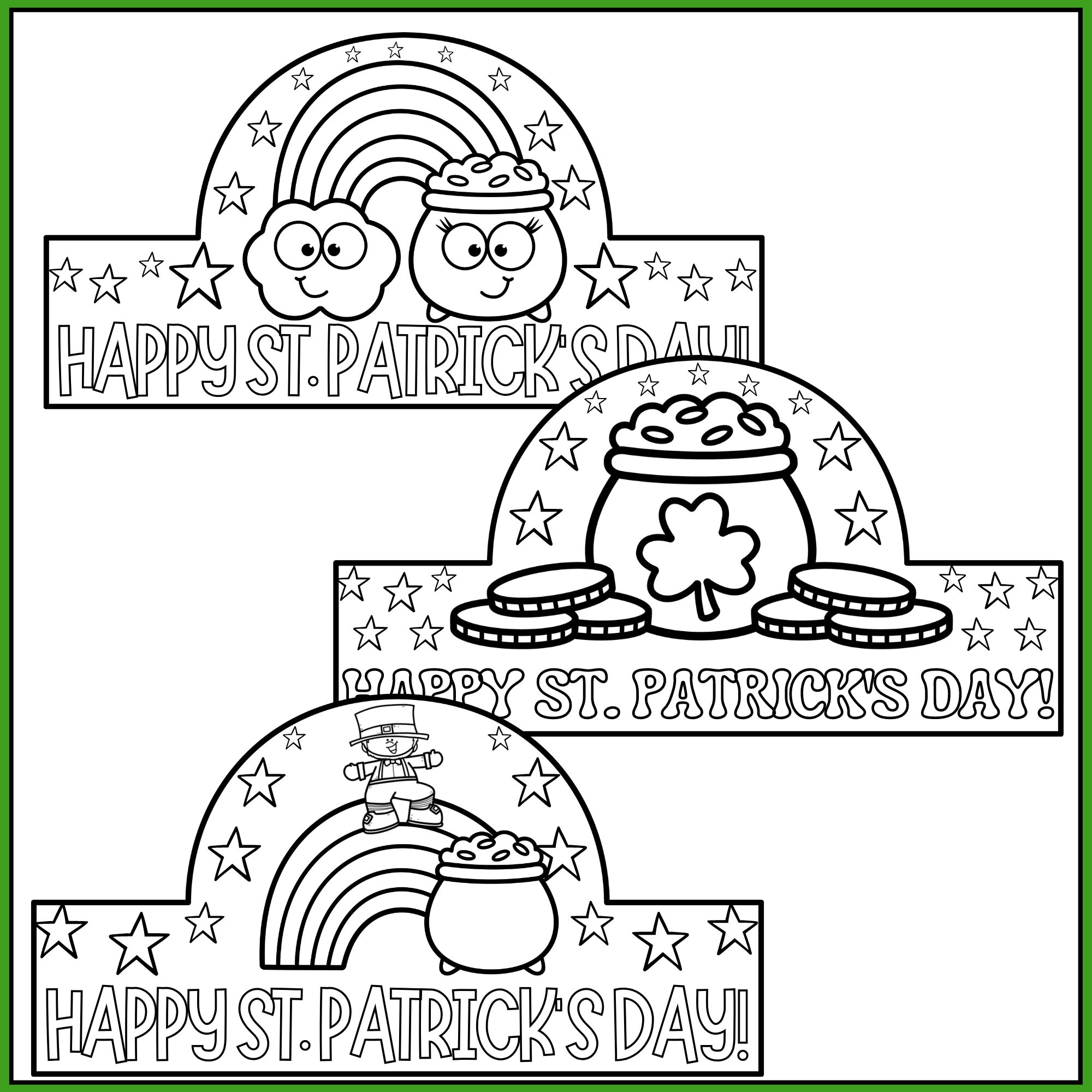 St. Patrick's Day Craft Crowns-hats-headbands- March Craft - Leprechaun ...