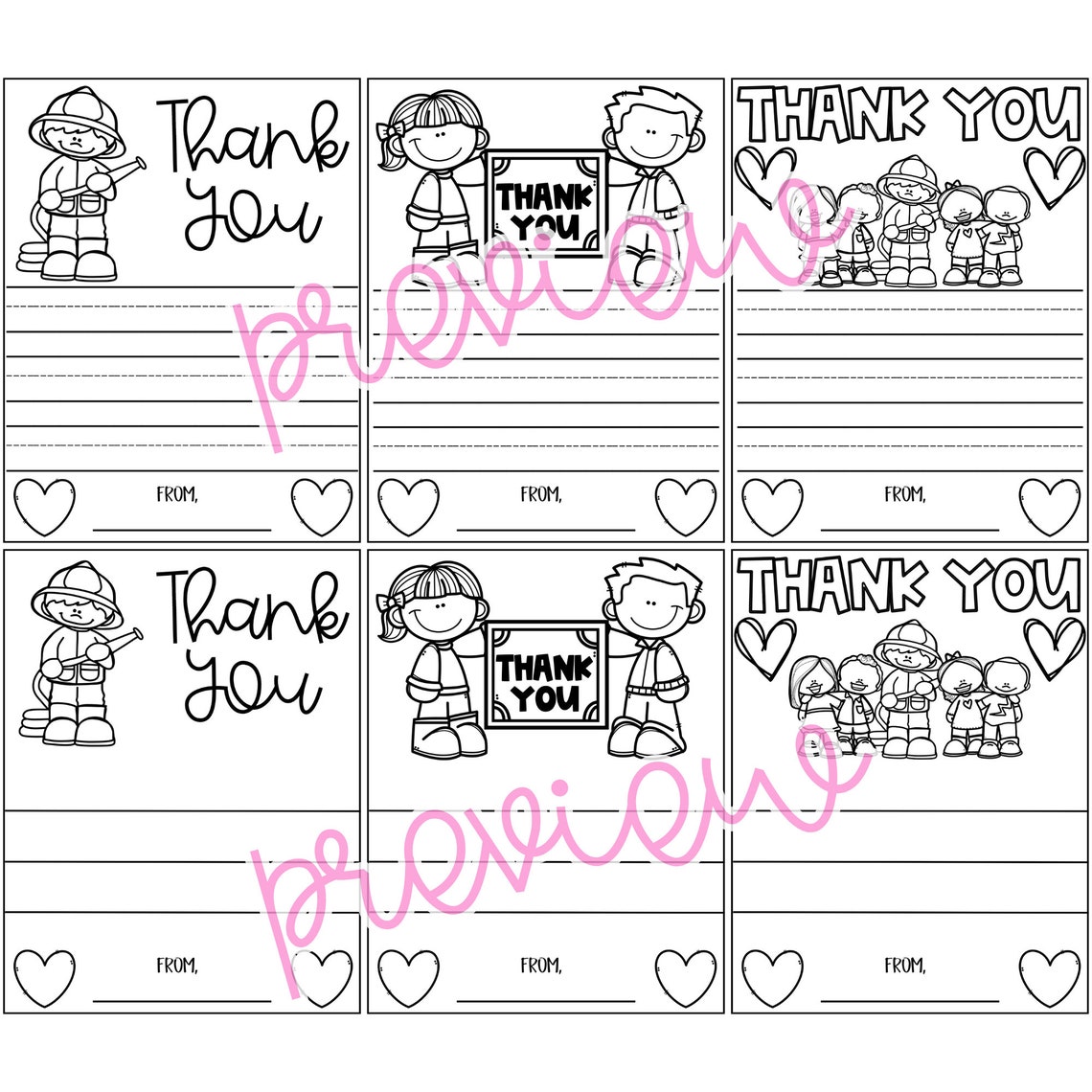 Firefighter Appreciation Coloring Pages and Cards-community Helpers ...