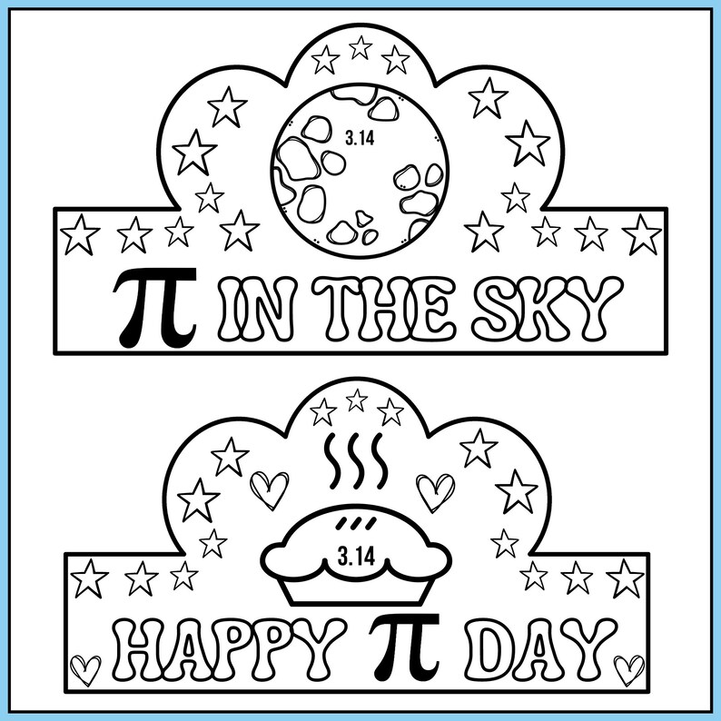 PI DAY Hat Crowns Headband Craft March 14 Cutie Pie - Etsy
