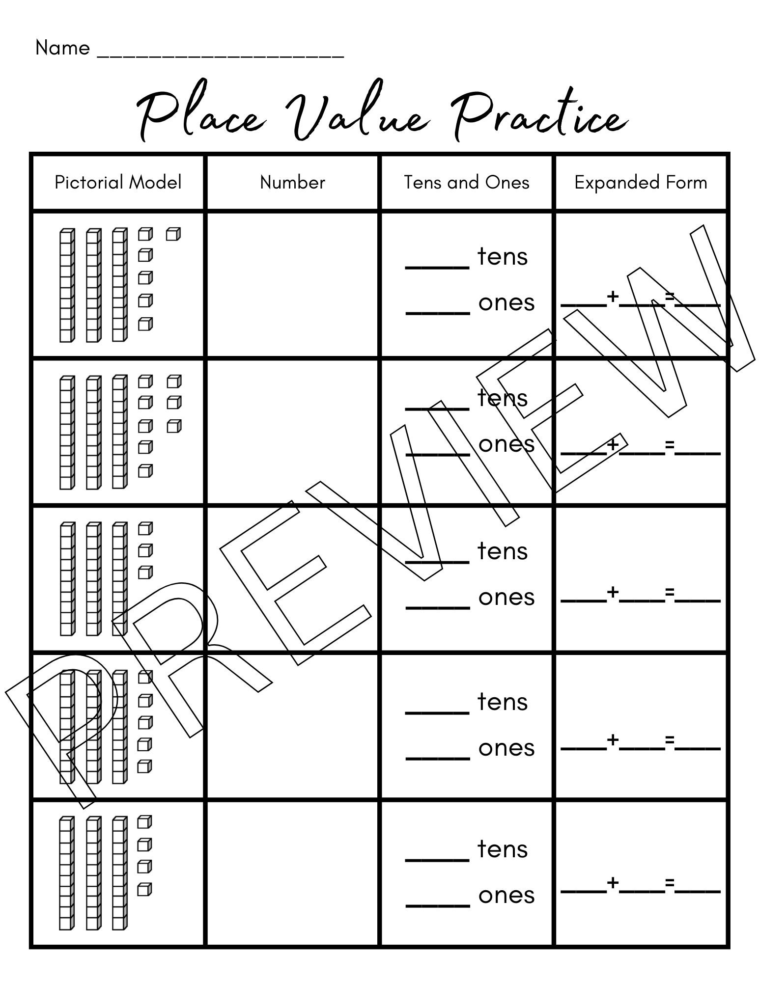 Place Value Worksheets Numbers up to 120 - Pictorial Models, Numbers ...