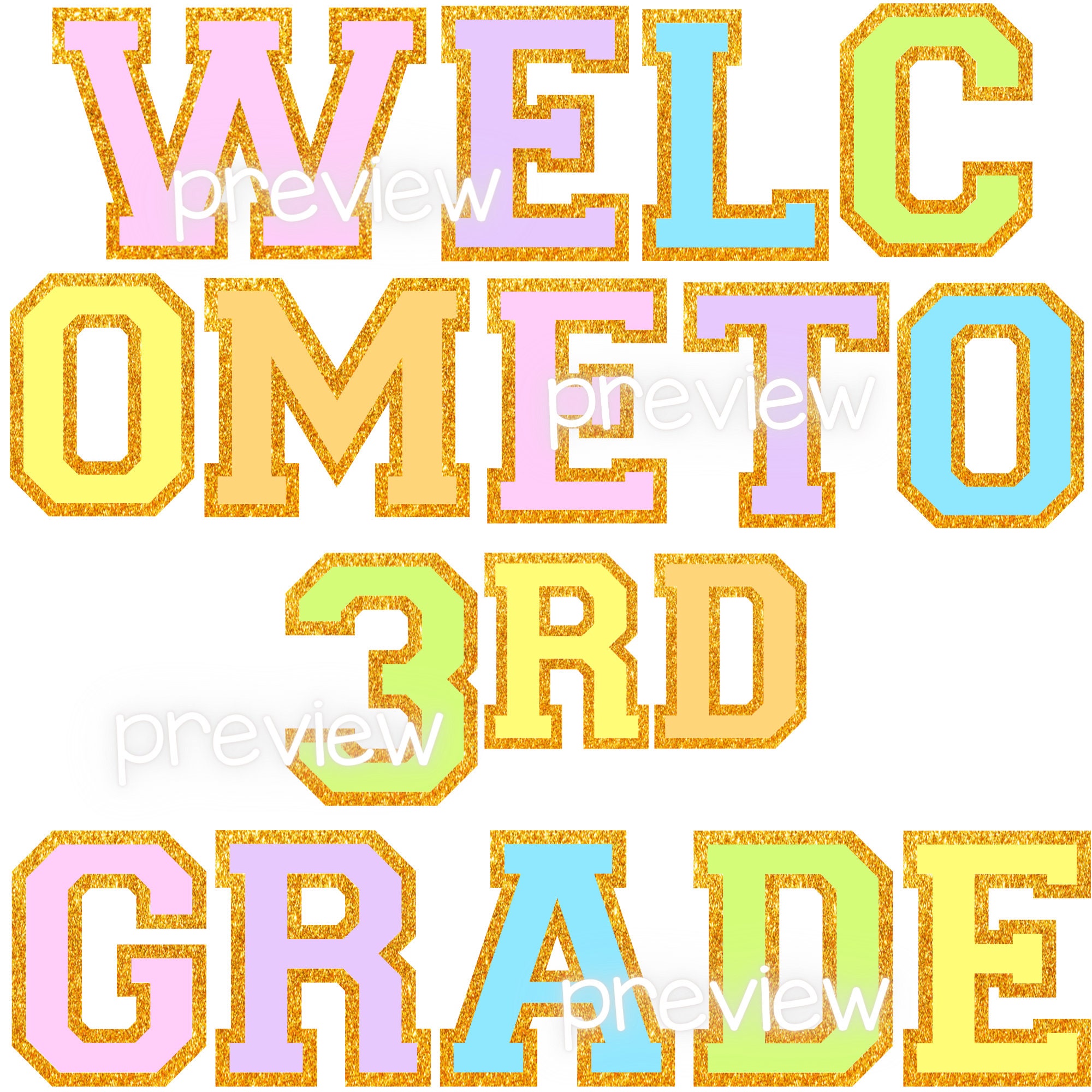 Pastel Varsity Letters Welcome to 3rd Grade Bulletin Board-back to ...