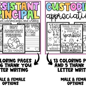 School Appreciation Day Cards & Coloring- Principal, Assistant ...