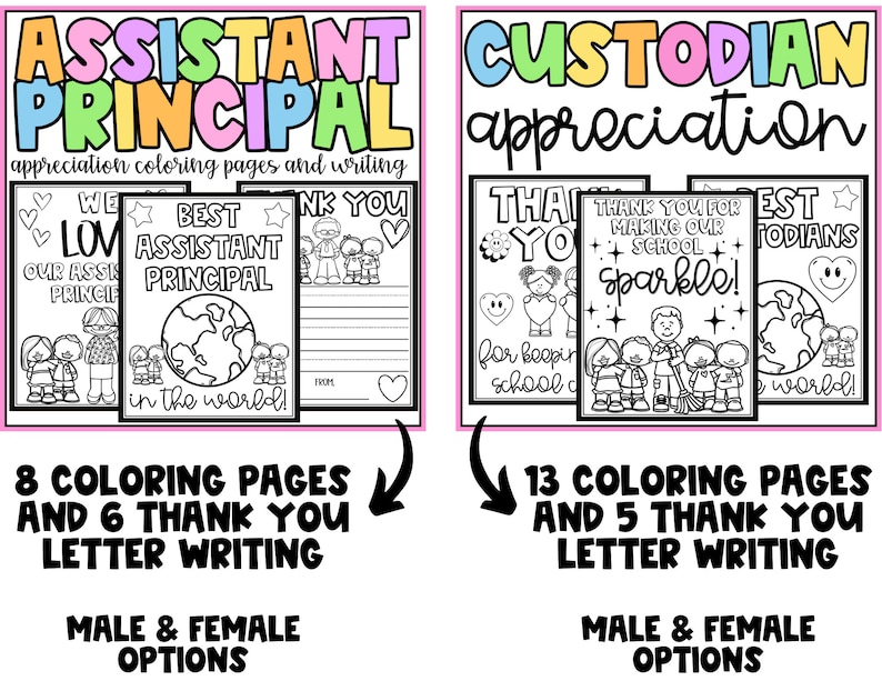 School Appreciation Day Cards & Coloring- Principal, Assistant ...